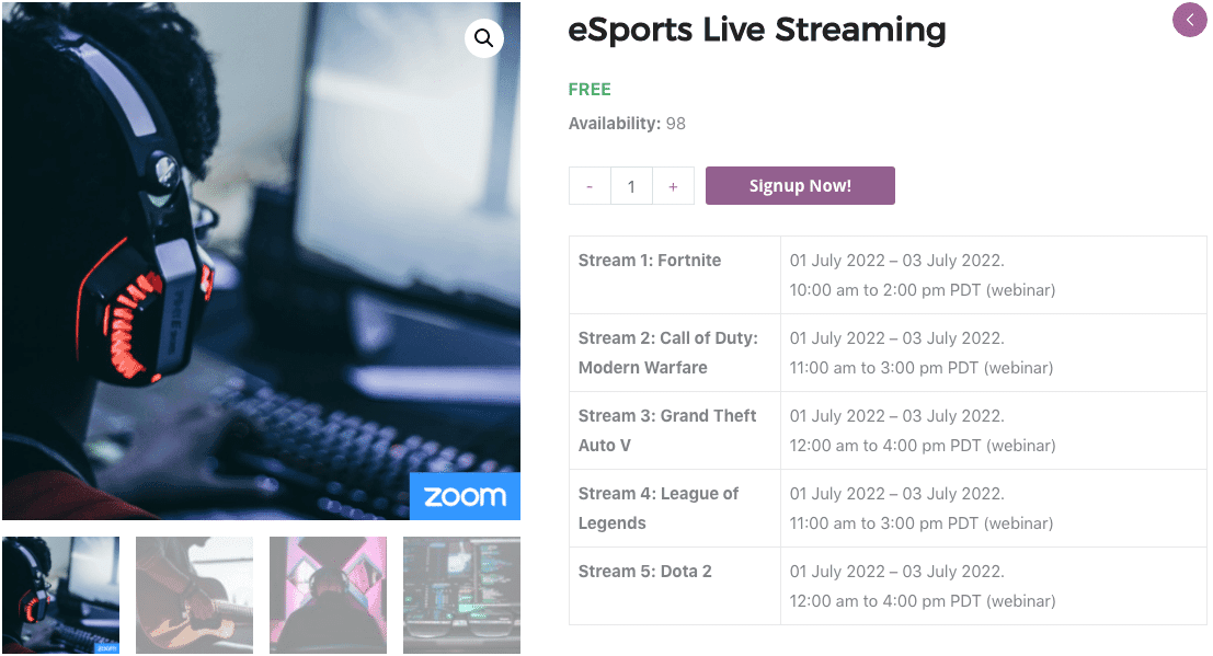 Virtual Event: ESports Live Streaming - FooEvents Help Center